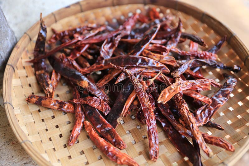 Garnish Dried Chilli Thailand on Threshing Basket Stock Image - Image ...