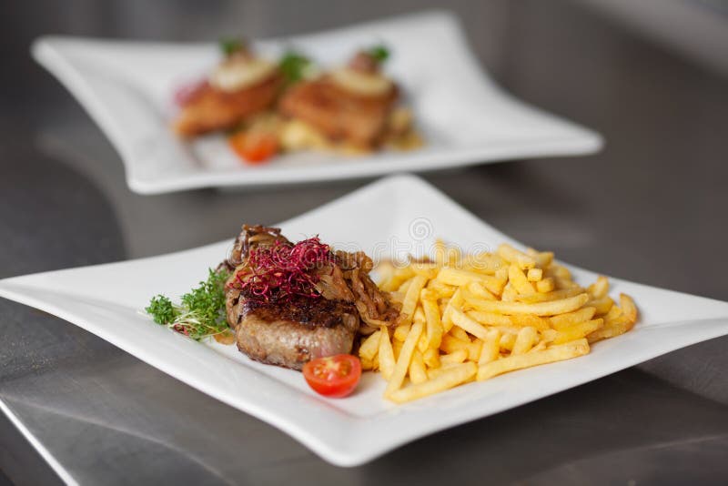 Garnished Meat Plate Kitchen Counter Stock Photos - Free & Royalty-Free ...