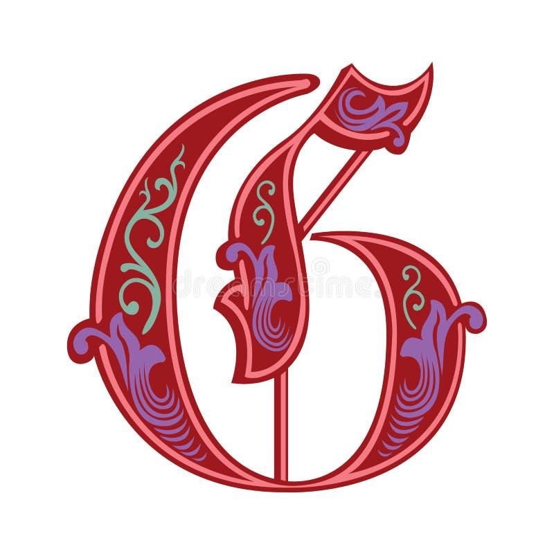 Garnished Gothic Style Font, Letter G Stock Vector - Illustration of ...