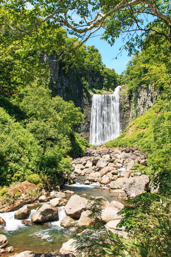 Garo Waterfall in Hokkaido, Japan Stock Photo - Image of spring ...