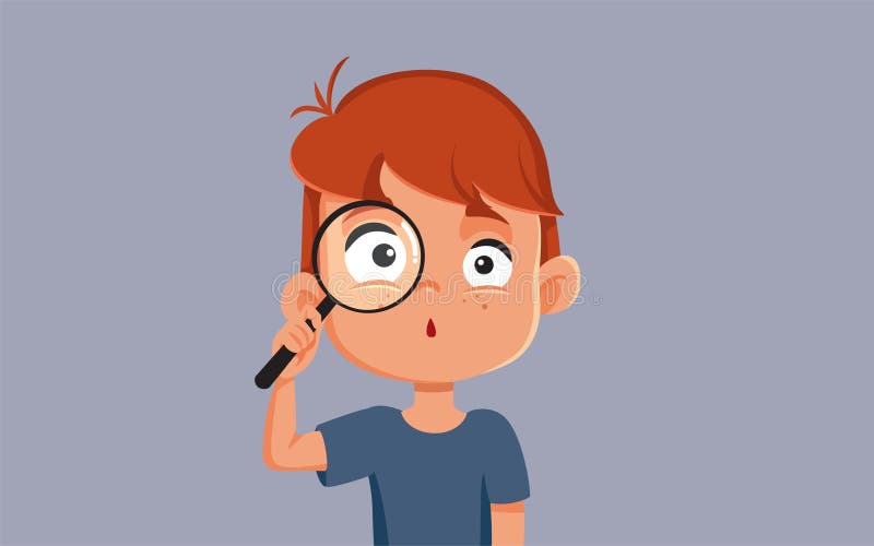 Garota Curiosa Segurando Uma Ilustração De Desenho Vetorial De Aumento De Vidro Ilustração Do