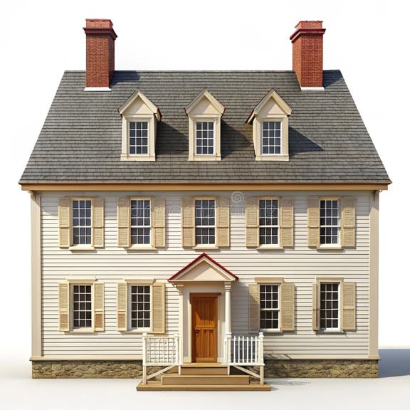 Garrison House Isolated on White Background Stock Illustration ...