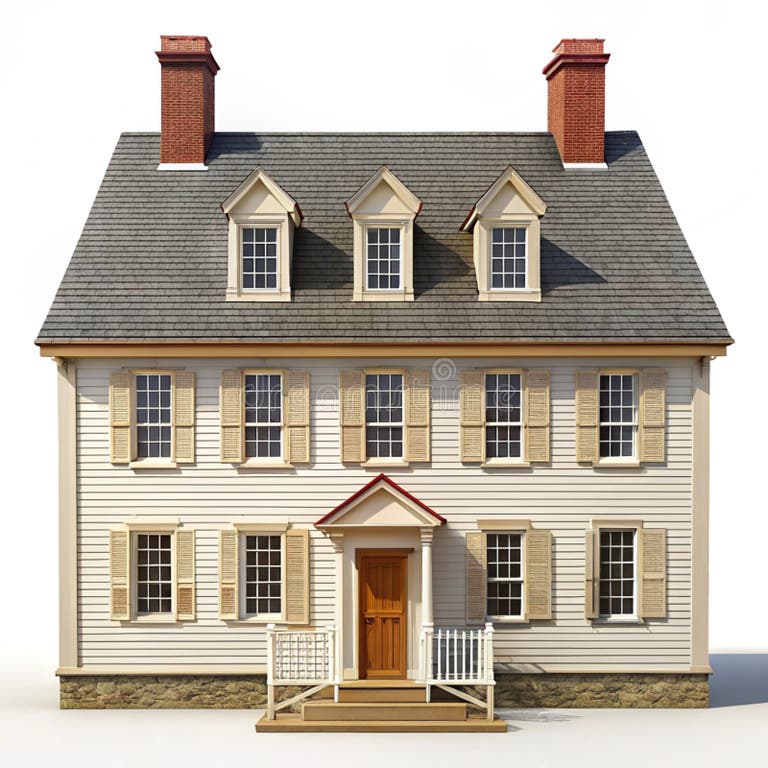 Garrison House Isolated on White Background Stock Illustration ...