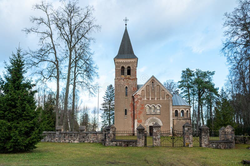 Garsene Evangelical Lutheran Church, Latvia Stock Image - Image of ...