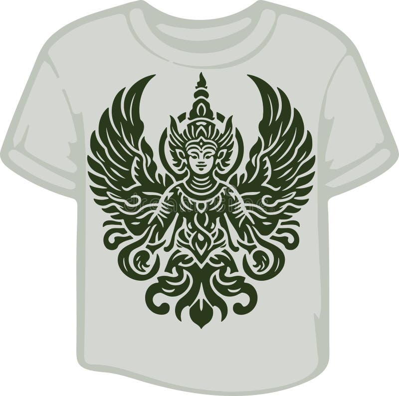 Garuda, Depicted with Wings, Showcased in a Vector Stencil Illustration ...
