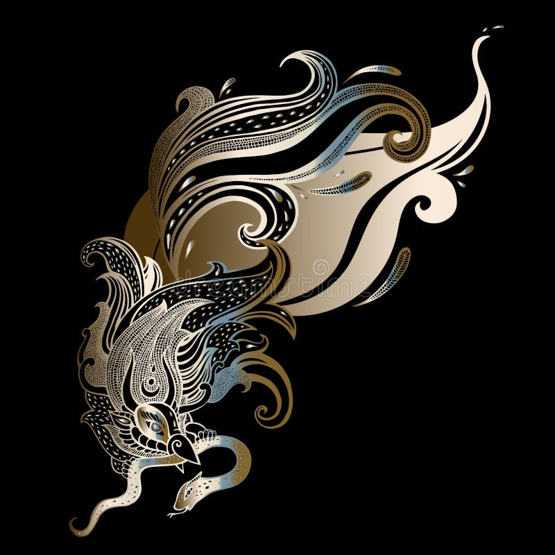 Garuda. Hand Drawn Illustration. Stock Vector - Illustration of feather ...