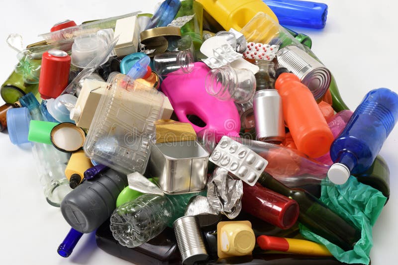 Garvage, Elevateed View of a Group of Plastic, Glass and Cans ...