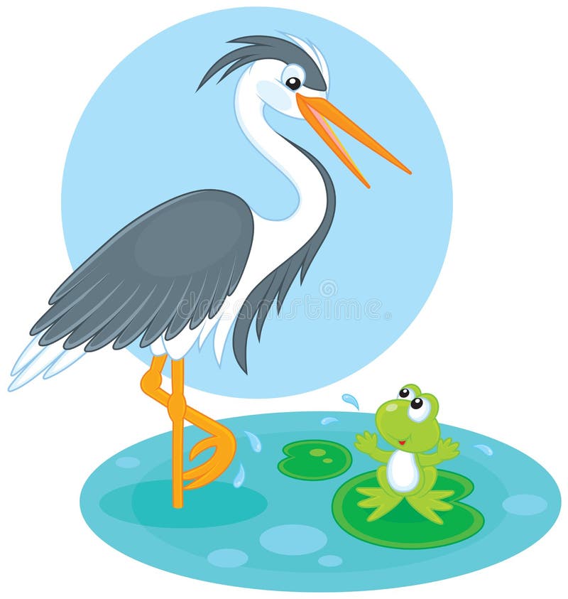 Garza y rana ilustración del vector. Ilustración de garceta - 41753203