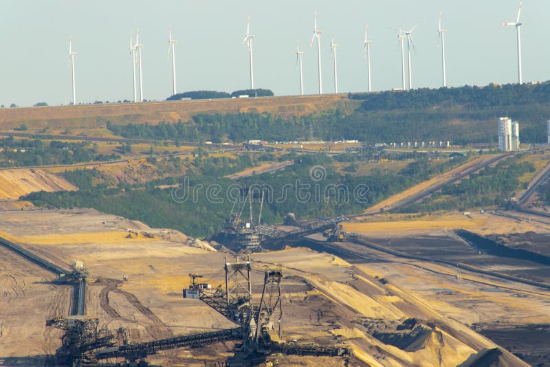 Garzweiler, Germany: Coal Opencast Mine with Giant Excavator in the Pit ...
