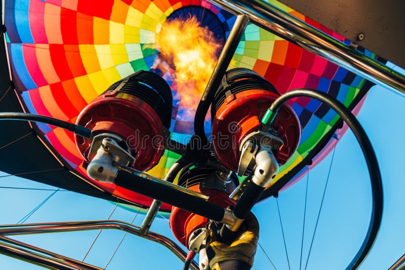 Gas Air Balloon Burner. Ignition of Gas Flame Stock Photo - Image of ...