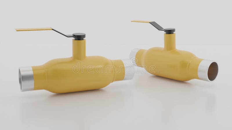 Gas Ball Valve with Handle, Yellow, Realistic 3d Rendering Stock ...