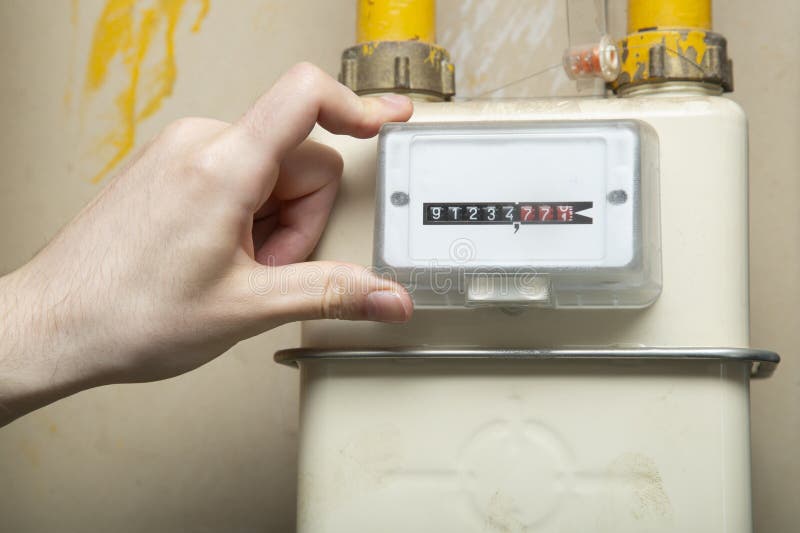 Gas Boiler Meter. a Man is Watching the Meter Stock Image - Image of ...