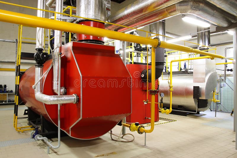 Gas Boilers in Gas Boiler Room Stock Photo - Image of needle, house ...