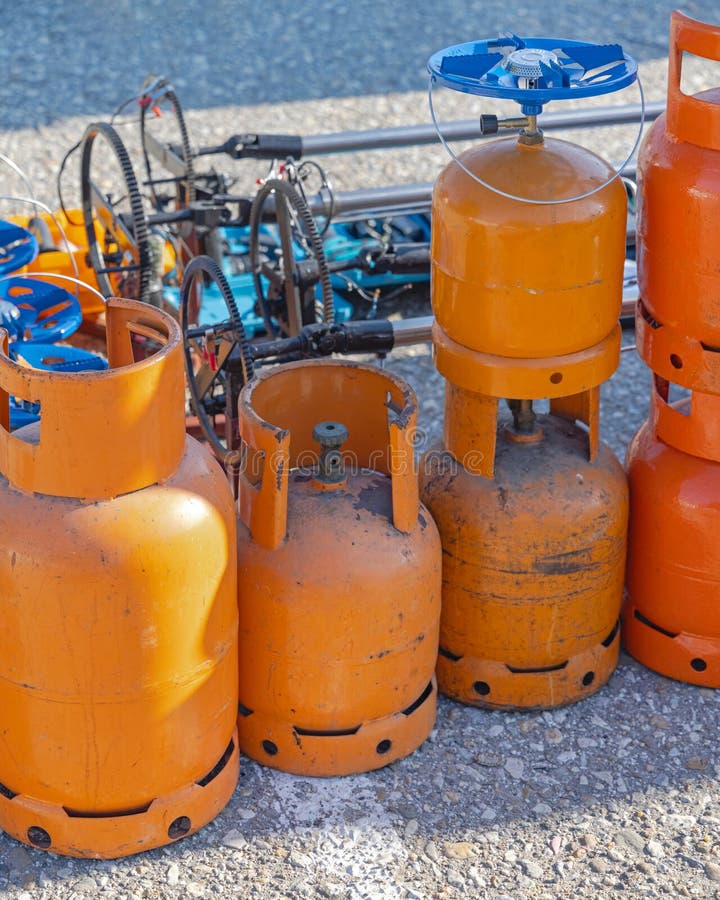 Gas Bottles Cylinders stock image. Image of propane - 287159605