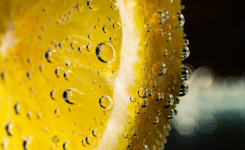Gas Bubbles in Soda on Lemon Stock Photo - Image of soda, bubbles ...