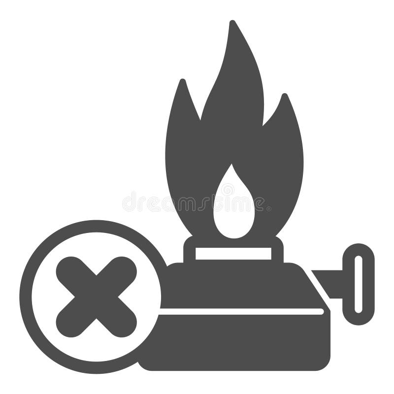 Gas Burner Ban Solid Icon, Prohibited Items Concept. Vector Graphics ...