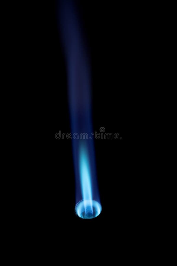Gas Burner with Blue Fire Flame Stock Photo - Image of camping, silver ...