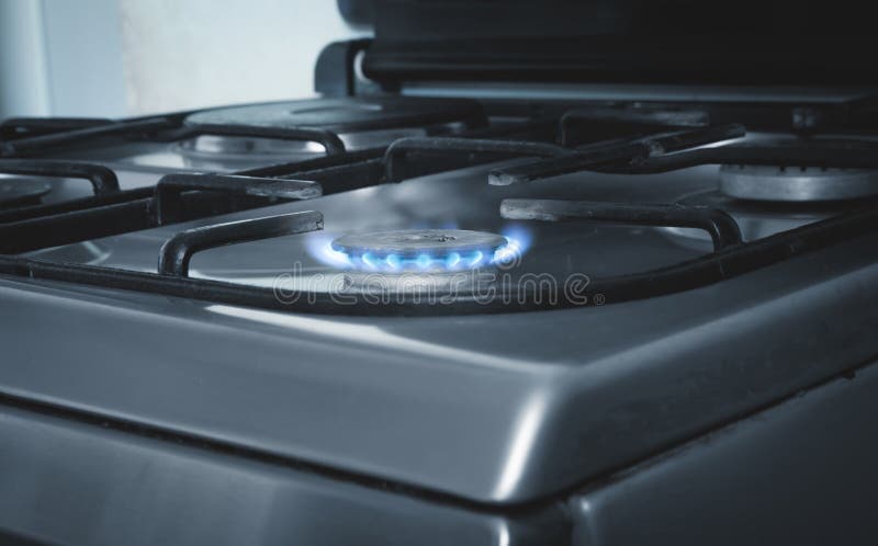 Gas Burner with a Burning Fire. Kitchen Gas Stock Photo - Image of ...