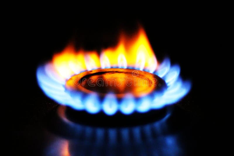 Gas Burner with a Burning Flame of Methane Gas Stock Photo - Image of ...