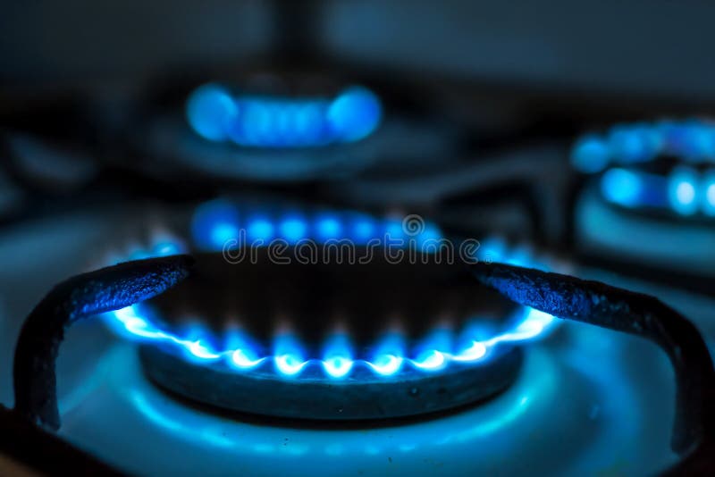 Gas Burner Close-up with Blue Light Stock Image - Image of danger ...