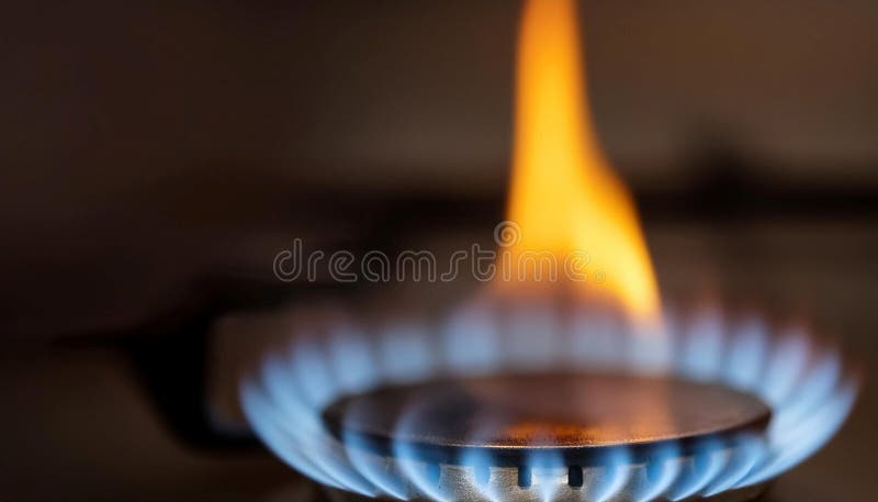 Gas Burner Flame Igniting, Symbolizing Energy, Combustion, and Heating ...