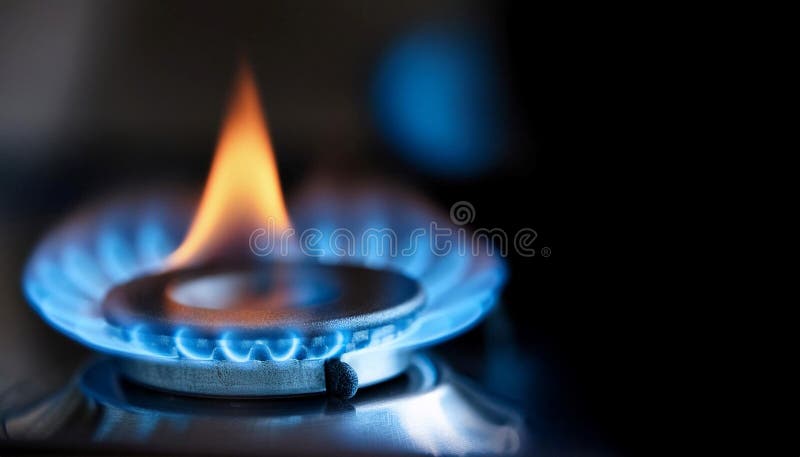Gas Burner Flame Igniting, Symbolizing Energy, Combustion, and Heating ...