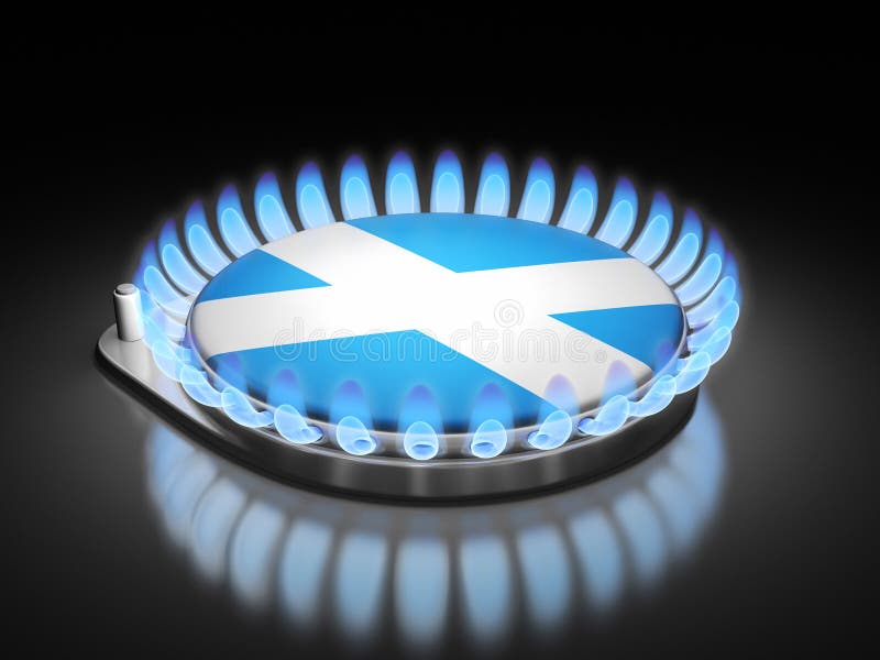 Gas Burner Flame with Scottish Flag on Black Stock Illustration ...