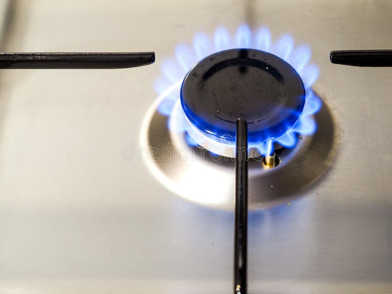 Gas burner ignited stock photo. Image of ignition, stainless - 106955062