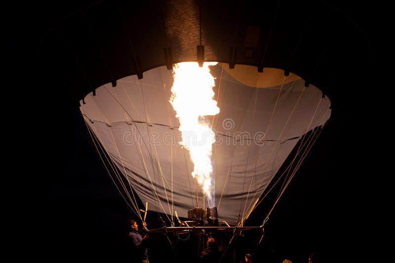 Gas Burner Inflating the Hot Air Balloon Stock Image - Image of flame ...