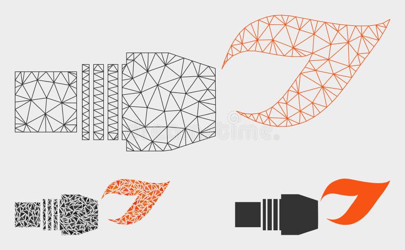 Gas Burner Nozzle Fire Vector Mesh Carcass Model and Triangle Mosaic ... Gas Burner Nozzle Fire Vector Mesh Carcass Model and Triangle Mosaic ...