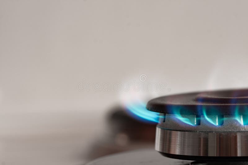 Gas Burner on Stove on Background. Stock Photo - Image of danger ...