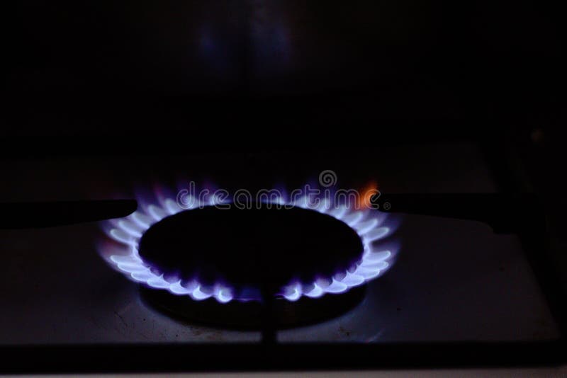 Gas Burner on Stove. Selective Focus Stock Image - Image of blaze, fire ...