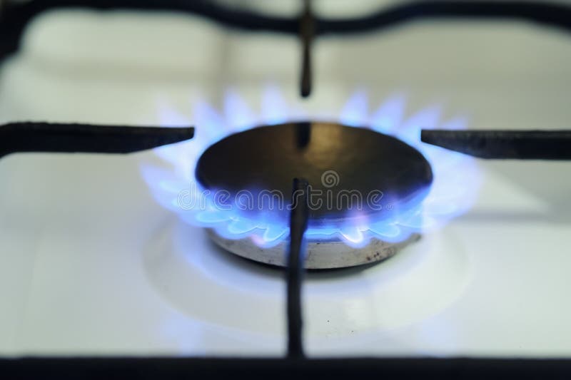 Gas Burning Blue Flame Gas Cooker Stock Image - Image of fuel ...