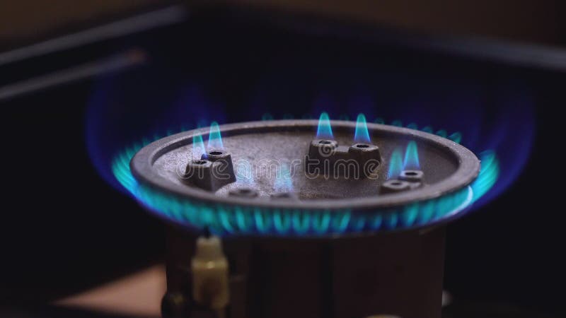 Gas Burns on a Kitchen Gas Stove. Circular Motion Stock Footage - Video ...
