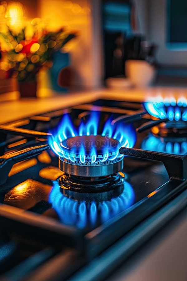 Gas Burns on the Stove. Selective Focus Stock Illustration ...