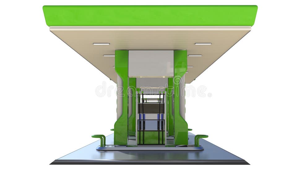 Gas Canopy 3d Render Colored Stock Illustration - Illustration of ...