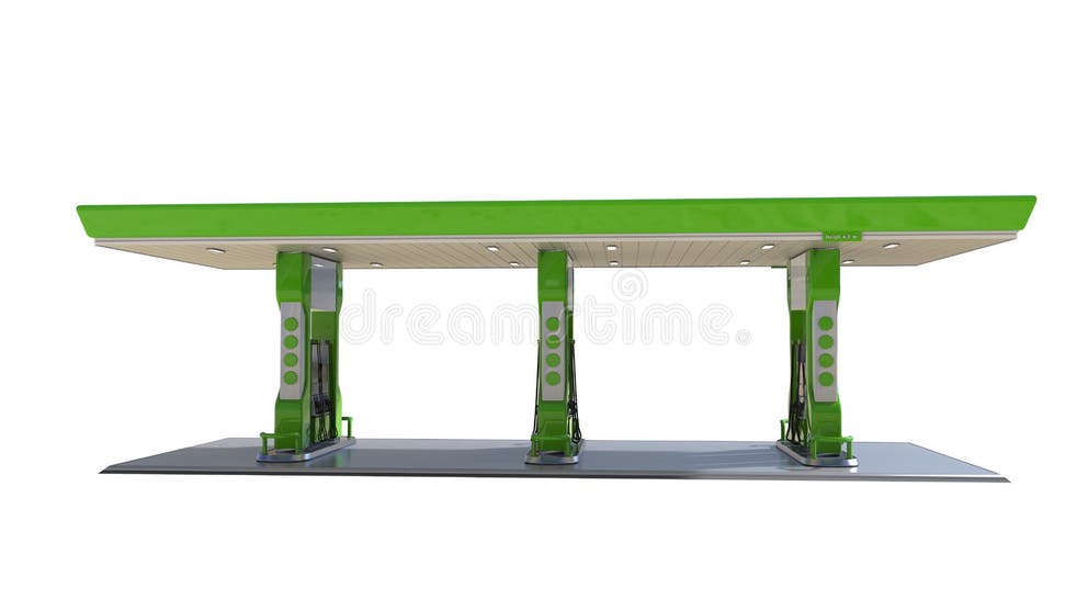 Gas Canopy 3d Render Colored Stock Illustration - Illustration of ...