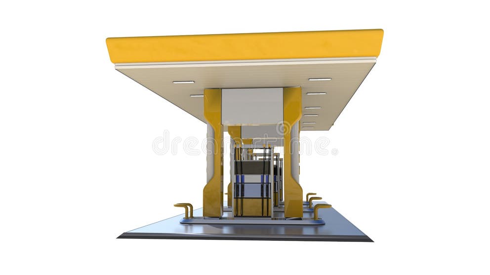Gas Canopy 3d Render Colored Stock Illustration - Illustration of city ...