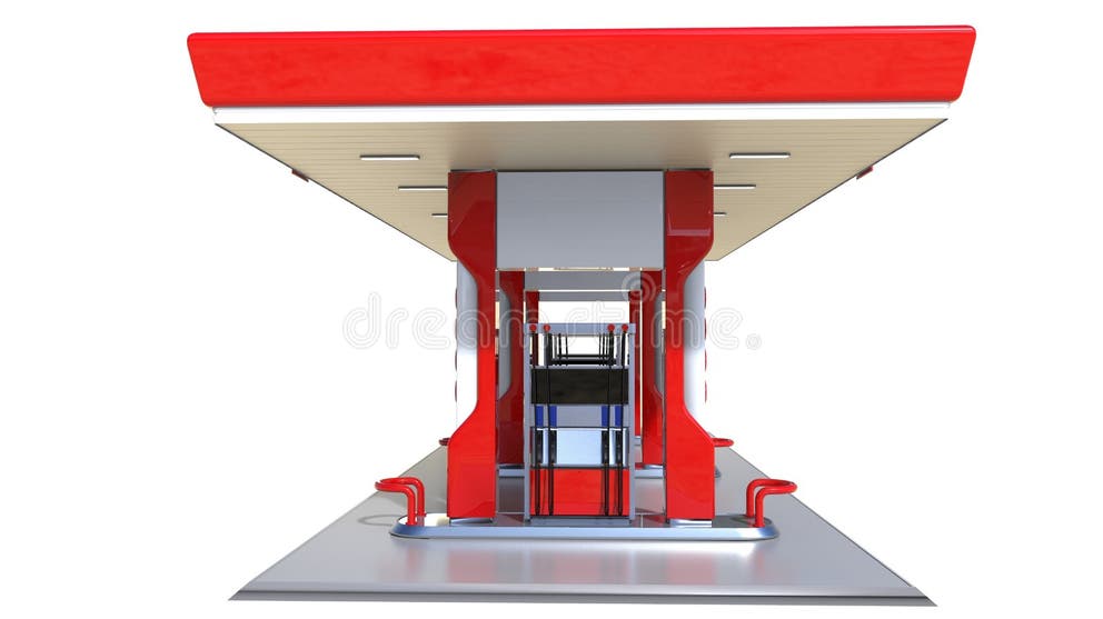 Gas Canopy 3d Render Colored Stock Illustration - Illustration of pump ...