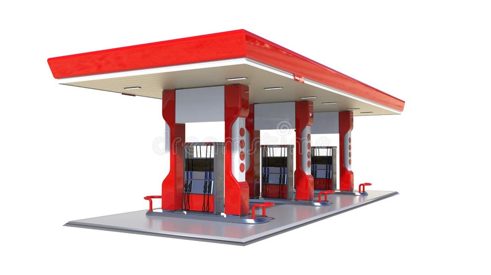 Gas Canopy 3d Render Colored Stock Illustration - Illustration of ...