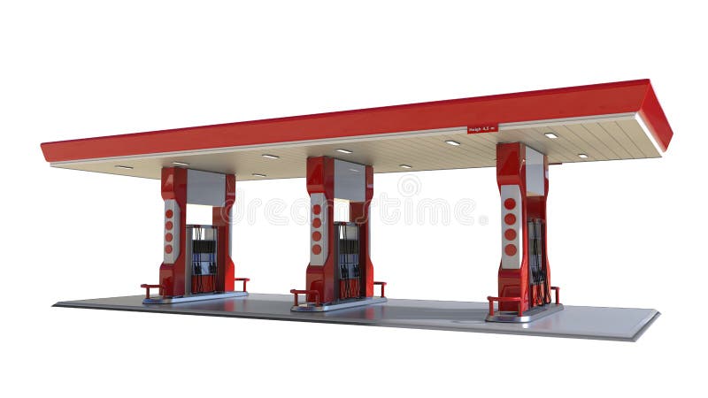 Gas Canopy 3d Render Colored Stock Illustration - Illustration of ...