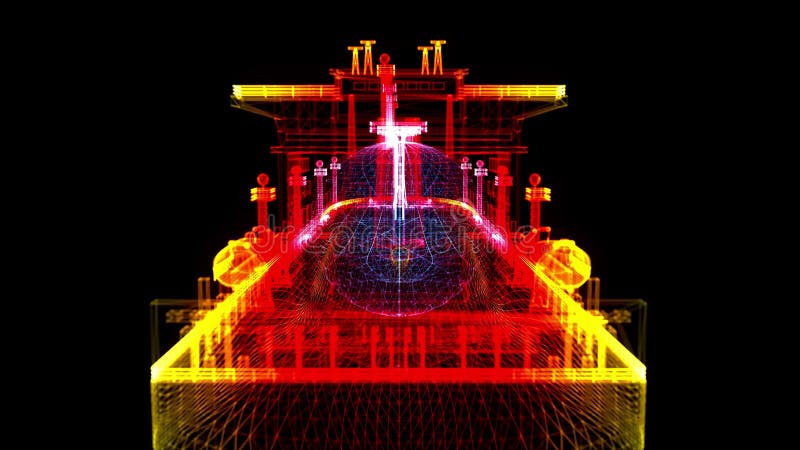 Gas Carrier. Red Particle and Lines Form 3d Model Gas Carrier LNG Stock ...