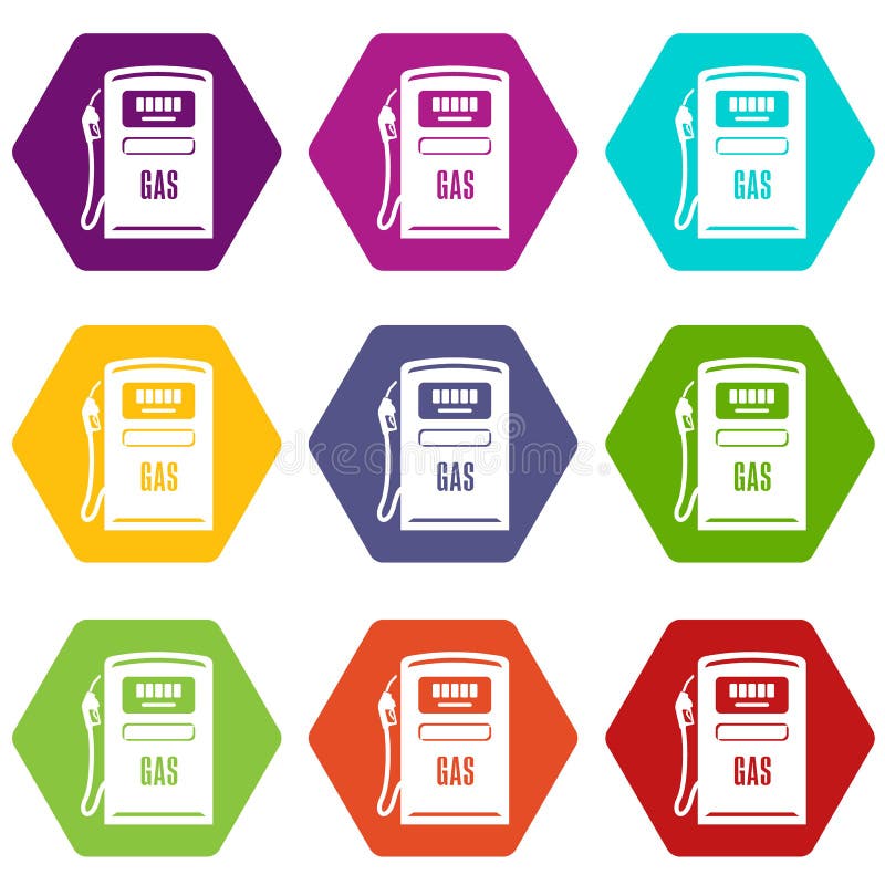 Gas Column Icons Set 9 Vector Stock Vector - Illustration of display ...
