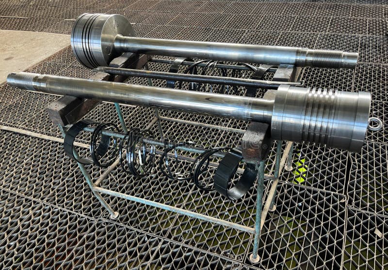 The Gas Compression Piston in the Compressor is a Close-up. Large ...