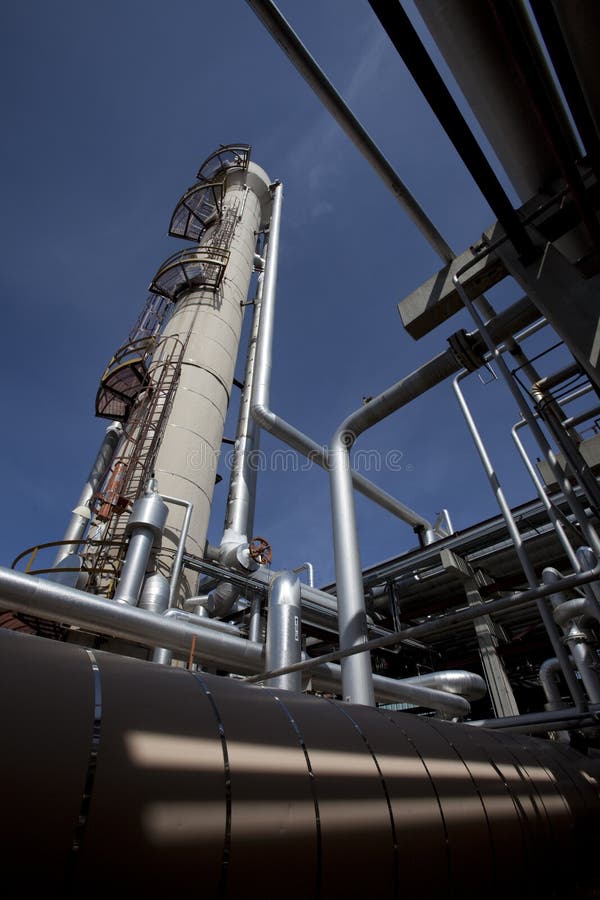 Gas Compressor Plant Tower and Piping Stock Image - Image of working ...