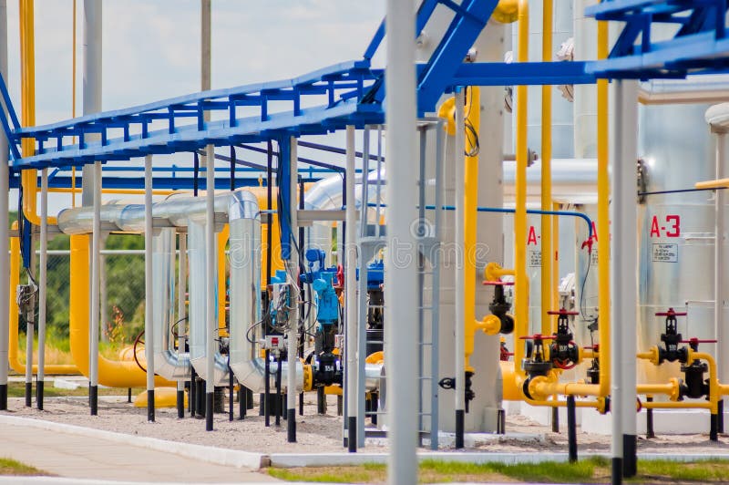 Gas Compressor Plant Piping Stock Image - Image of industry, industrial ...