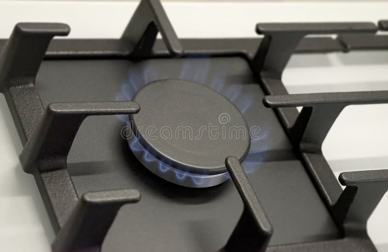 Gas Cooker with Burning Fire Propane Gas Stock Photo - Image of light ...