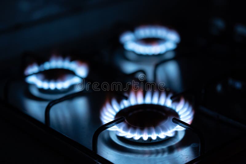 Gas Cooker with Burning Flames of Propane Gas Stock Image - Image of ...