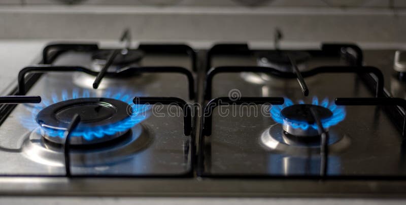 Gas Cooker with Burning Flames of Propane Gas Stock Photo - Image of ...
