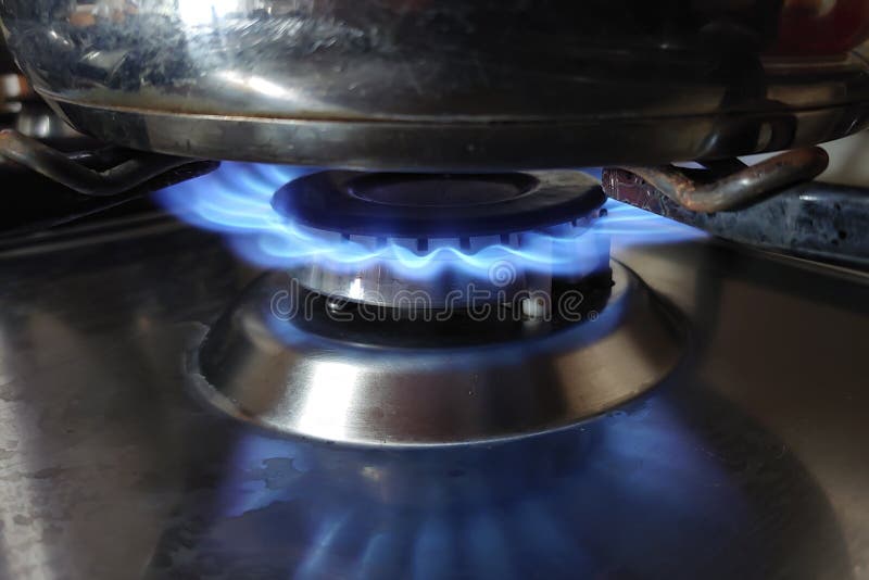 Gas Cooker Close-up with Flame Stock Image - Image of home, expensive ...